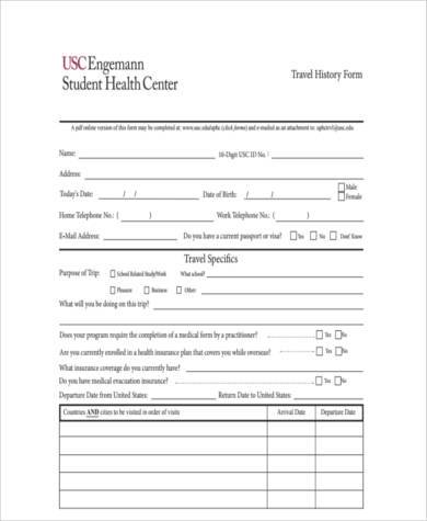 FREE 9+ Sample Travel Health Forms in PDF | MS Word