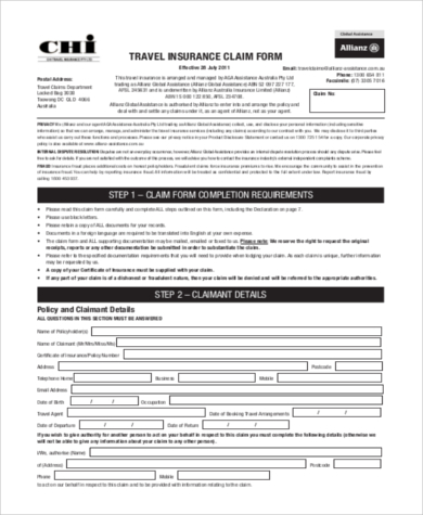 FREE 14+ Insurance Claim Form Samples, PDF, MS Word, Google Docs