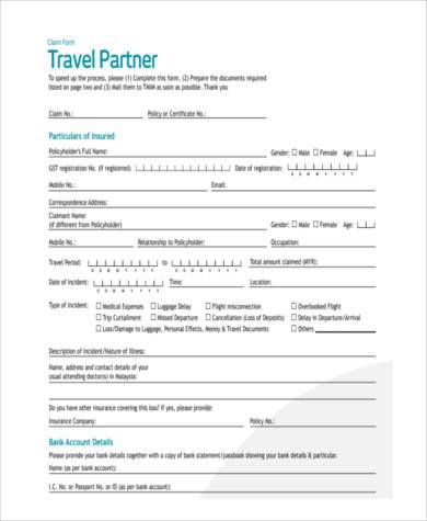 FREE 8+ Sample Travel Insurance Claim Forms in PDF | MS Word | Excel