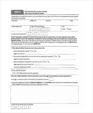 FREE 9+ Sample Health Care Exemption Forms in PDF | MS Word