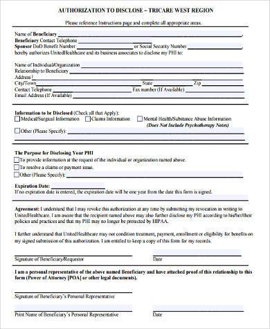 FREE 8+ Sample Tricare Authorization Forms in PDF | MS Word