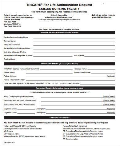 FREE 8+ Sample Tricare Authorization Forms in PDF | MS Word