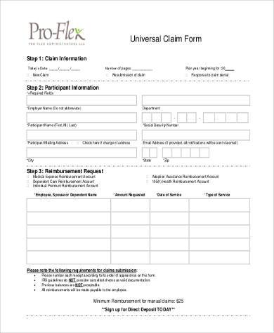 FREE 9+ Sample Universal Claim Forms in PDF | MS Word