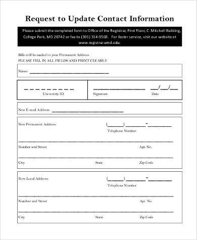 FREE 9+ Sample Contact Information Forms in MS Word | PDF