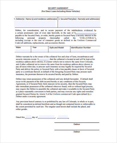 FREE 9+ Sample Security Agreement Forms in PDF | MS Word