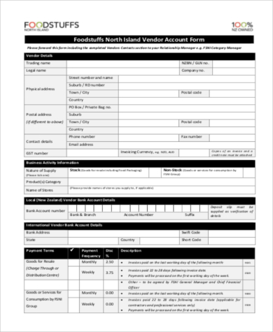 FREE 11+ Sample Vendor Application Forms in PDF | MS Word | Excel