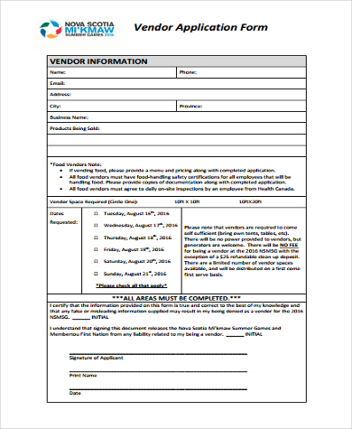 FREE 11+ Sample Vendor Application Forms in PDF | MS Word | Excel
