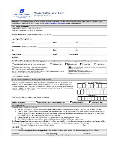 FREE 14+ Vendor Information Form Samples, PDF, MS Word, Google Docs, Excel