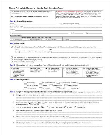 FREE 14+ Vendor Information Form Samples, PDF, MS Word, Google Docs, Excel