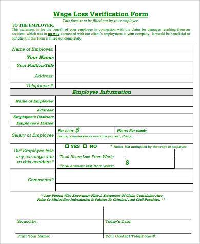 FREE 9+ Sample Wage Verification Forms in PDF | MS Word