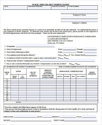 FREE 9+ Sample Wage Verification Forms in PDF | MS Word