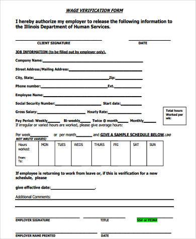 FREE 9+ Sample Wage Verification Forms in PDF | MS Word