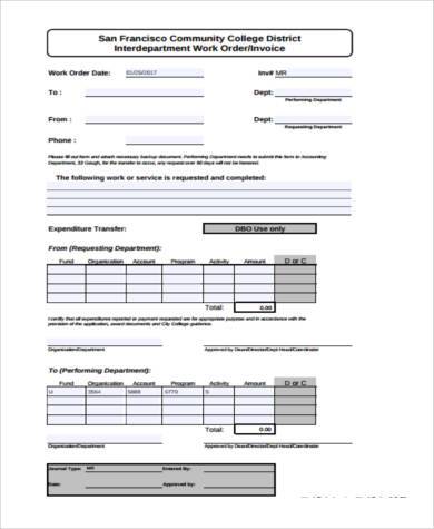 FREE 6+ Sample Work Invoice Forms in PDF | MS Word