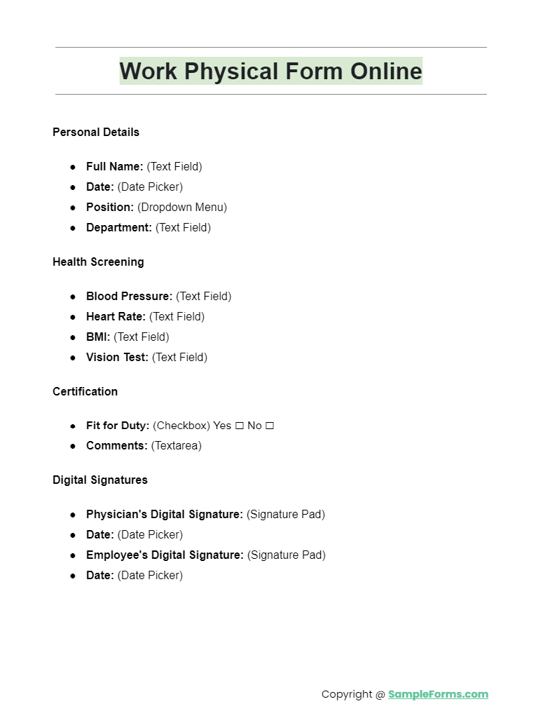 FREE 12+ Work Physical Form Samples, PDF, MS Word, Google Docs