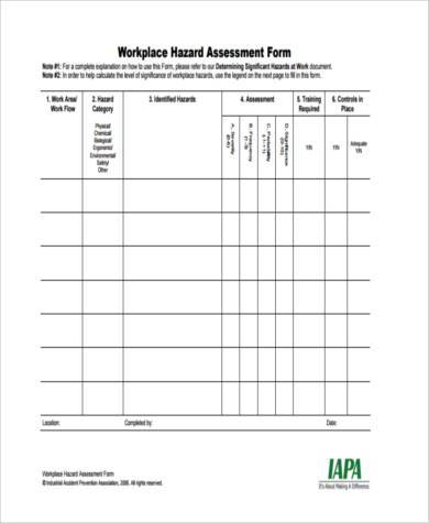 FREE 7+ Sample Hazard Assessment Forms in PDF | MS Word
