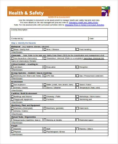 FREE 8+ Sample Workplace Risk Assessment Forms in PDF | MS Word