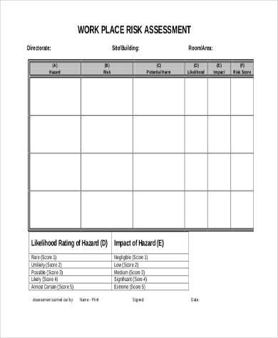 FREE 8+ Sample Workplace Risk Assessment Forms in PDF | MS Word