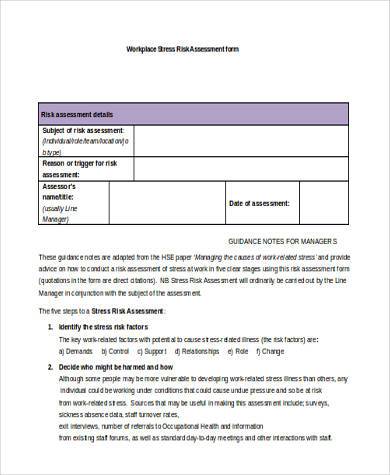 FREE 8+ Sample Workplace Risk Assessment Forms in PDF | MS Word