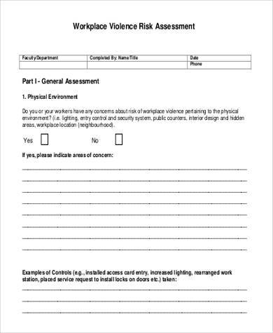 FREE 8+ Sample Workplace Risk Assessment Forms in PDF | MS Word