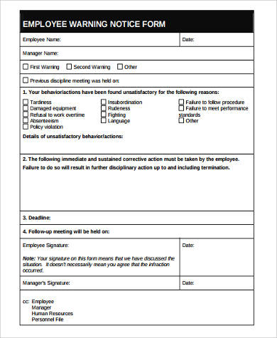 FREE 14+ Written Warning Form Samples, PDF, MS Word, Google Docs