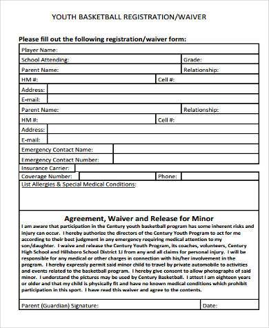 FREE 9+ Sample Youth Waiver Forms in PDF | MS Word | Excel