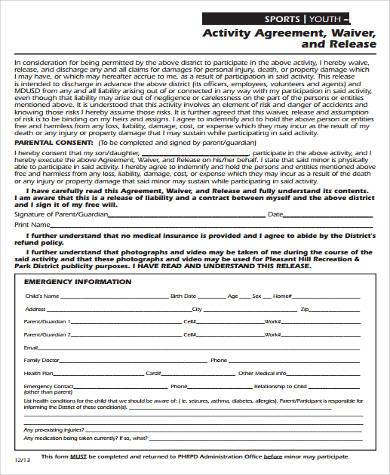 FREE 9+ Sample Youth Waiver Forms in PDF | MS Word | Excel