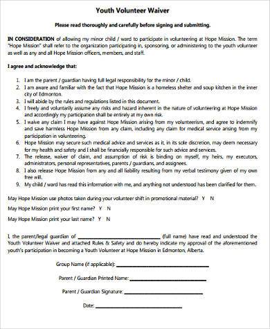FREE 9+ Sample Youth Waiver Forms in PDF | MS Word | Excel