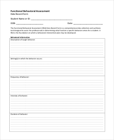 FREE 8+ Sample Functional Behavior Assessment Forms in MS Word | PDF