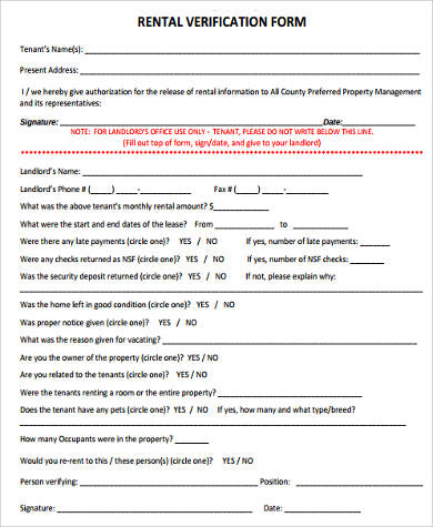 FREE 8+ Sample Landlord Verification Forms in MS Word | PDF