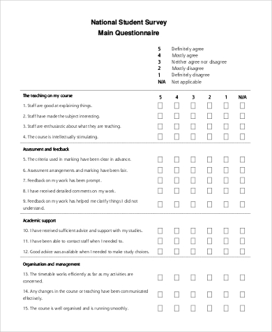 FREE 14+ Survey Questions for Students Samples, PDF, MS Word, Google Docs