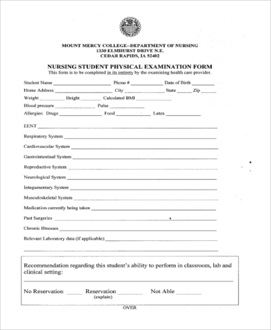 FREE 9+ Sample Physical Examination Forms in PDF | MS Word
