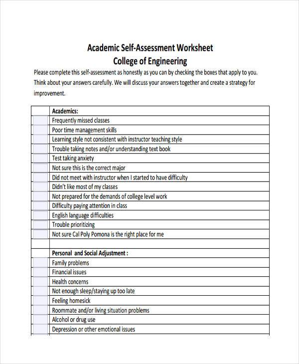 FREE 22+ Sample Self-Assessment Forms in PDF | MS Word | Excel