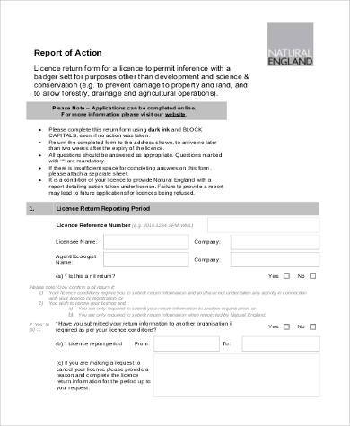 FREE 8+ Sample Action Report Forms in PDF | MS Word