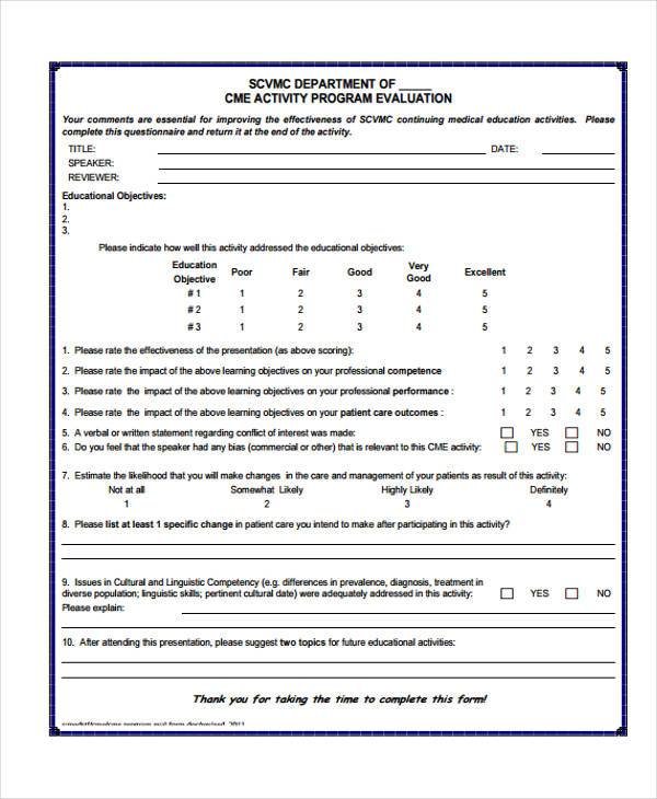 FREE 10+ Activity Evaluation Form Samples, PDF, MS Word, Google Docs