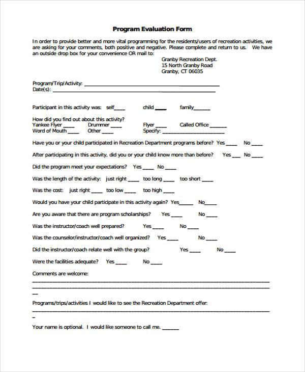 FREE 10+ Activity Evaluation Form Samples, PDF, MS Word, Google Docs