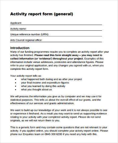 FREE 13+ Activity Report Form Samples, PDF, MS Word, Google Docs, Apple ...