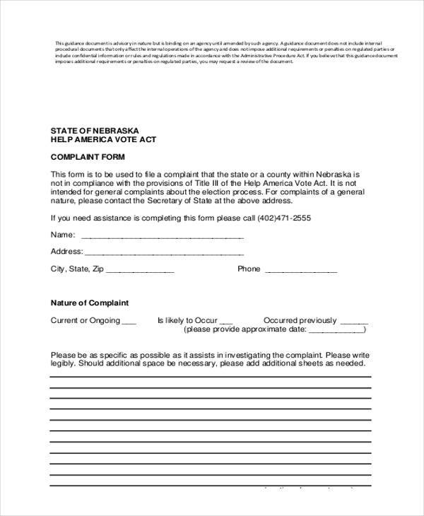 FREE 7+ Sample Administrative Complaint Forms in PDF | MS Word