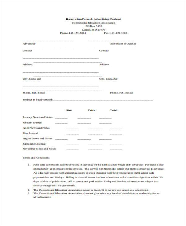 FREE 12+ Advertising Contract Form Samples, PDF, MS Word, Google Docs
