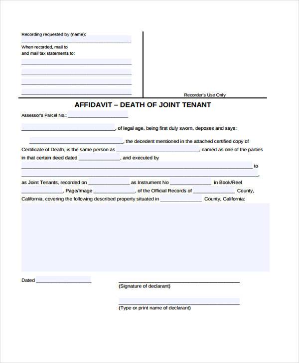 FREE 12+ Affidavit of Death Form Samples, PDF, MS Word, Google Docs