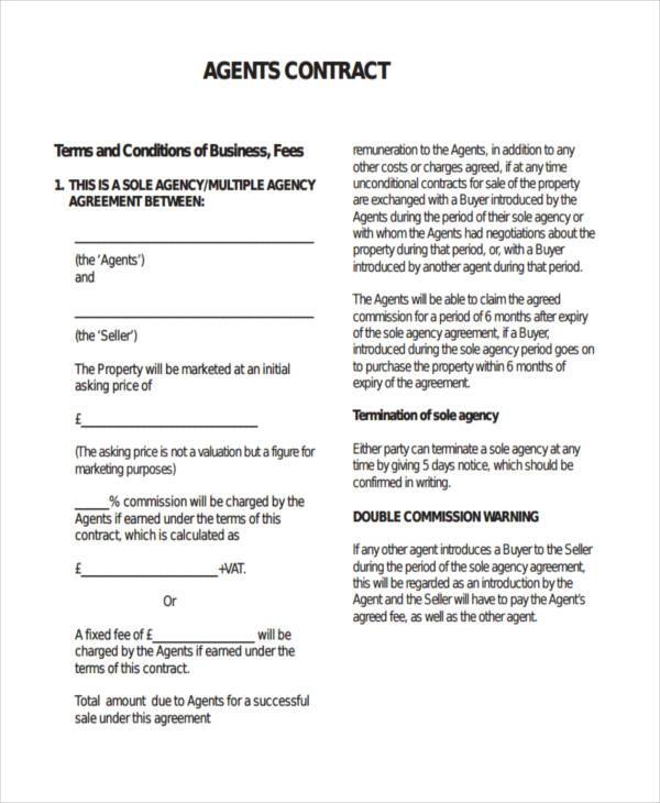 FREE 8+ Sample Agency Contract Forms in PDF | MS Word