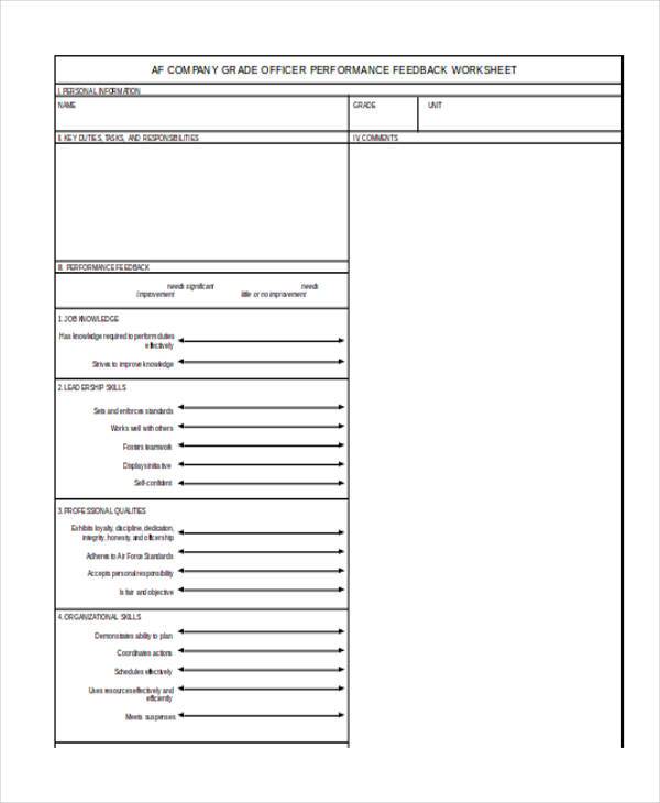 FREE 8+ Sample Air Force Feedback Forms in PDF | MS Word