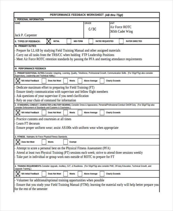 FREE 8+ Sample Air Force Feedback Forms in PDF | MS Word