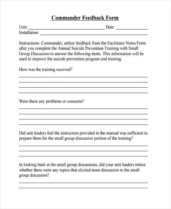 FREE 8+ Sample Air Force Feedback Forms in PDF | MS Word