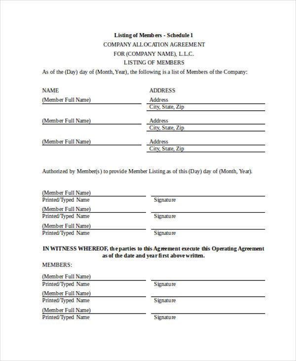 FREE 7+ Sample Allocation Agreement Forms in PDF | MS Word