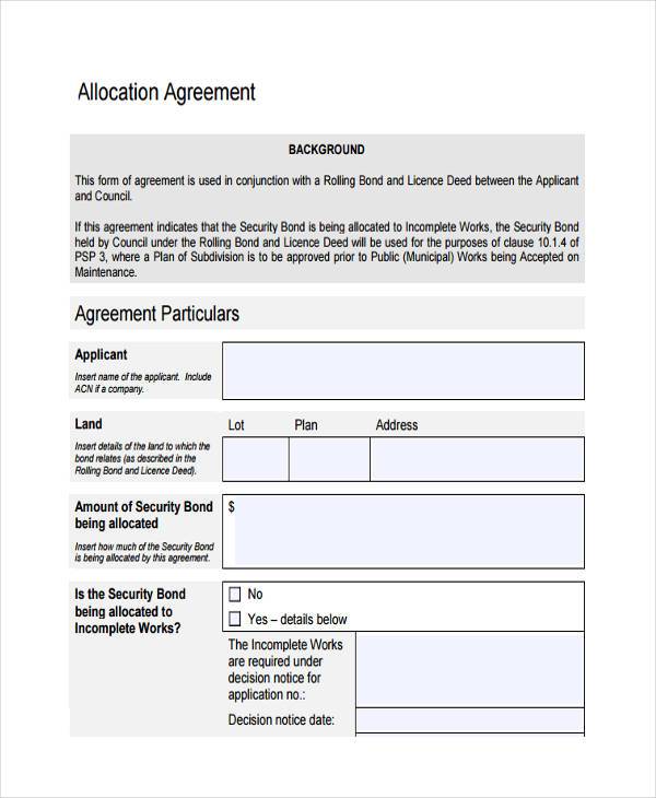 FREE 7+ Sample Allocation Agreement Forms in PDF | MS Word