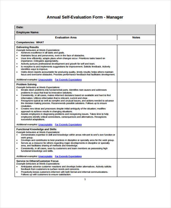 FREE 12+ Employee Self-Evaluation Form Samples, PDF, MS Word, Google ...