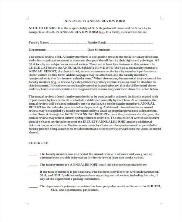FREE 7 Sample Annual Review Forms In PDF MS Word