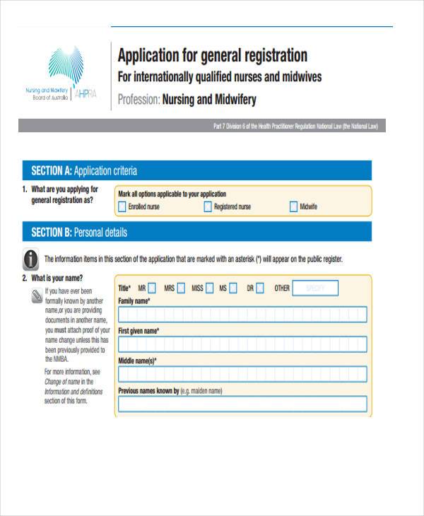 FREE 15+ Nursing Registration Form Samples, PDF, MS Word, Google Docs