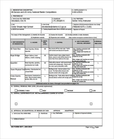 FREE 7+ Sample Army Risk Assessment Forms in PDF