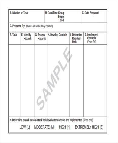 FREE 7+ Sample Army Risk Assessment Forms in PDF